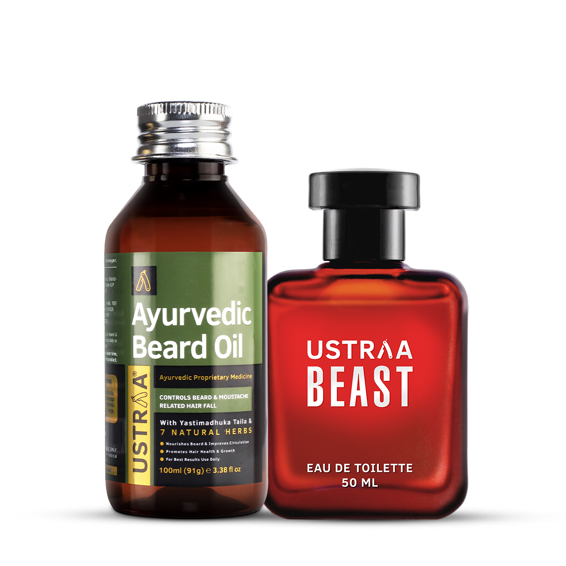 Ustraa Ayurvedic Beard Growth Oil & Beast EDT Perfume for Men