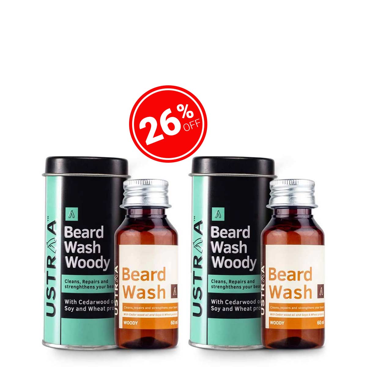 Beard Wash (Woody) - Set of 2 | Healthy & Shiny Beard