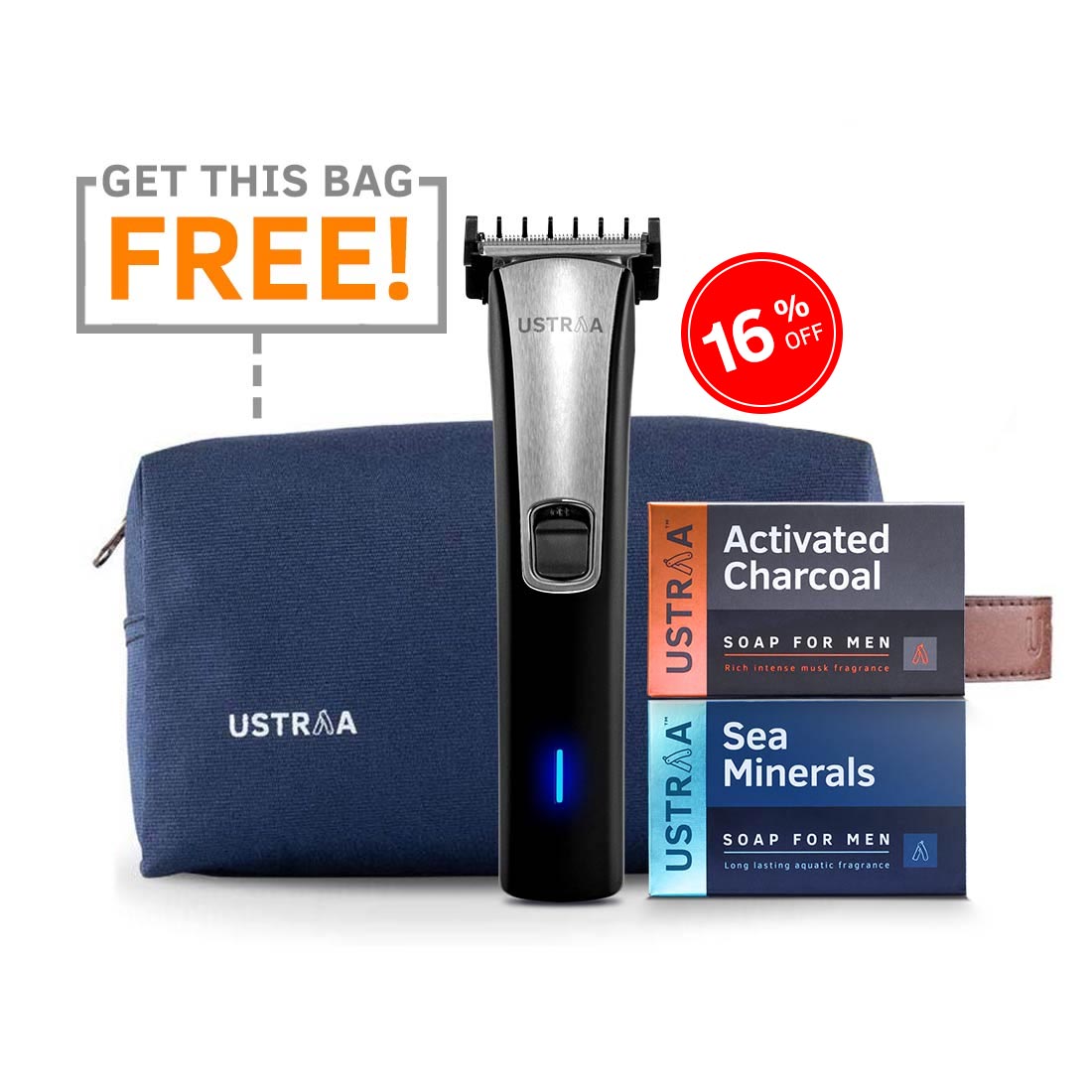 Ustraa Cordless Beard Trimmer | Get 2 New Ustraa Deo Soaps Free