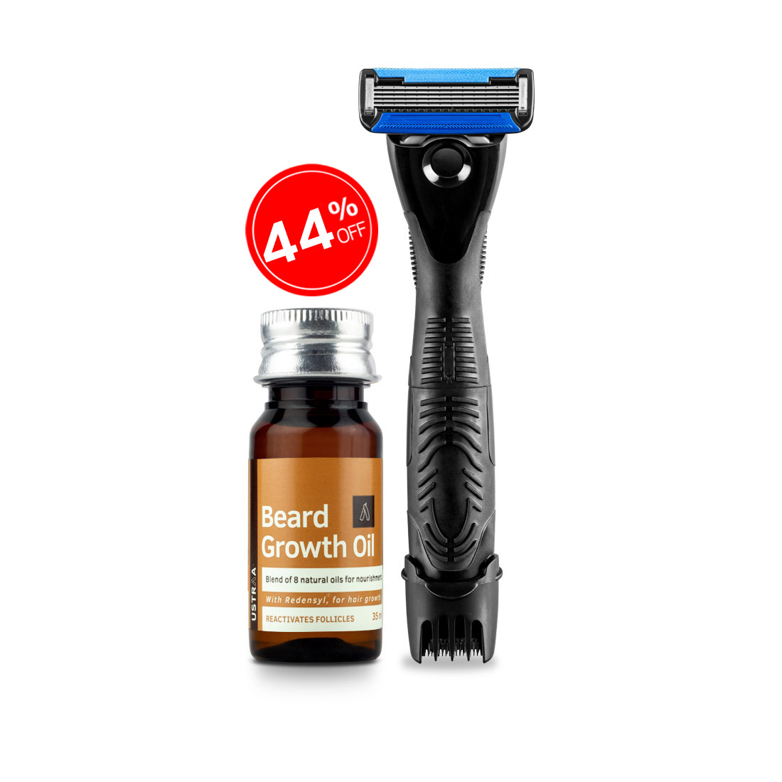 Ustraa Gear 2-in-1 Beard Styler - Razor & Trimmer and Beard Growth Oil