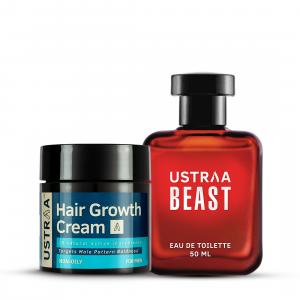 Ustraa Hair Growth Cream & Beast EDT Perfume for Men