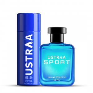 Ustraa BLUE Deodorant Body Spray & Sport EDT Perfume for Men