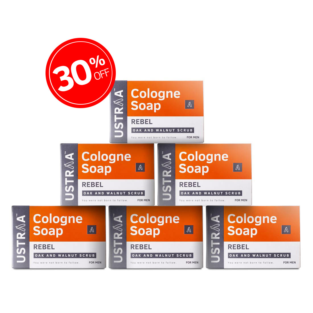 Cologne Soap for Men (Pack of 6) | Walnut Granules | Exfoliates Skin